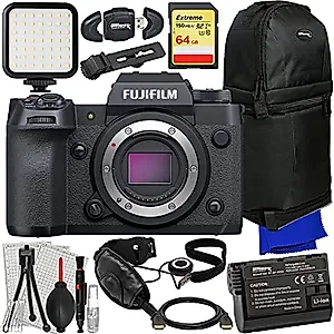 Ultimaxx Essential FUJIFILM X-H2 Mirrorless Camera Bundle (Body Only) - Includes: 64GB Extreme Memory Card, Spare Battery, Ultra-Bright LED Video Light, Padded Hand/Wrist Strap & More (23pc Bundle)