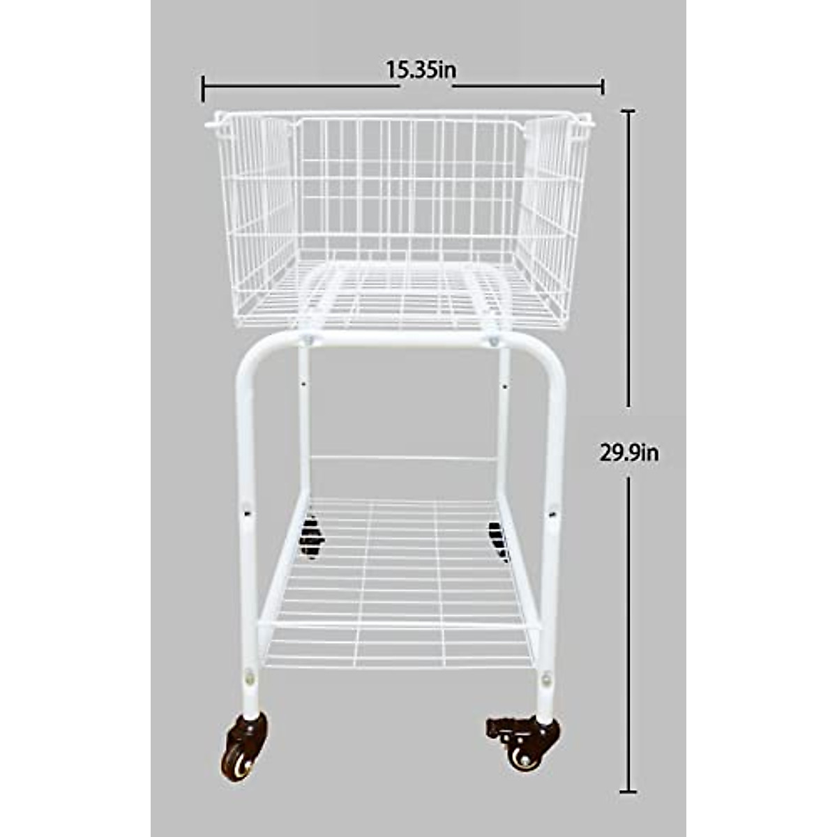 basket for garments storage, easy moved with wheels have brake, Laundry basket, white color，rolling basket