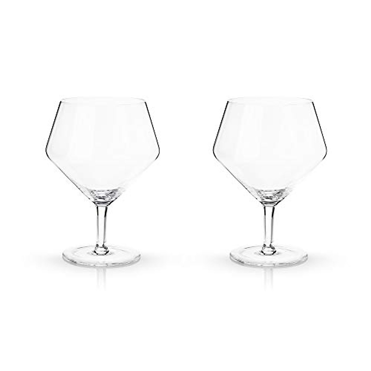 Viski Angled Stemmed Gin & Tonic Glasses, Highball glasses, Cocktail Glasses, Vodka Tonic Glasses, Gin Glasses for Gin Lovers Gift set of 2, 14oz, Clear