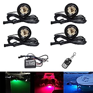 liteball RGB Multicolor LED Boat Drain Plug Light,Underwater Stern Plug Lighitng with IR Remote and APP Dual Control(Pack of 4)