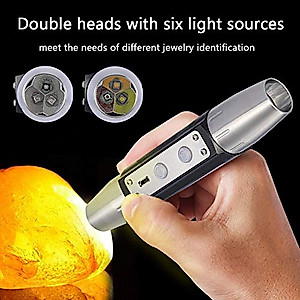 Jade Appraisal Light Detector Lamp, Super Bright DX6 USB Rechargeable 6 Lights Expert Jade Appraisal Flashlight for Jewelry Appraisal