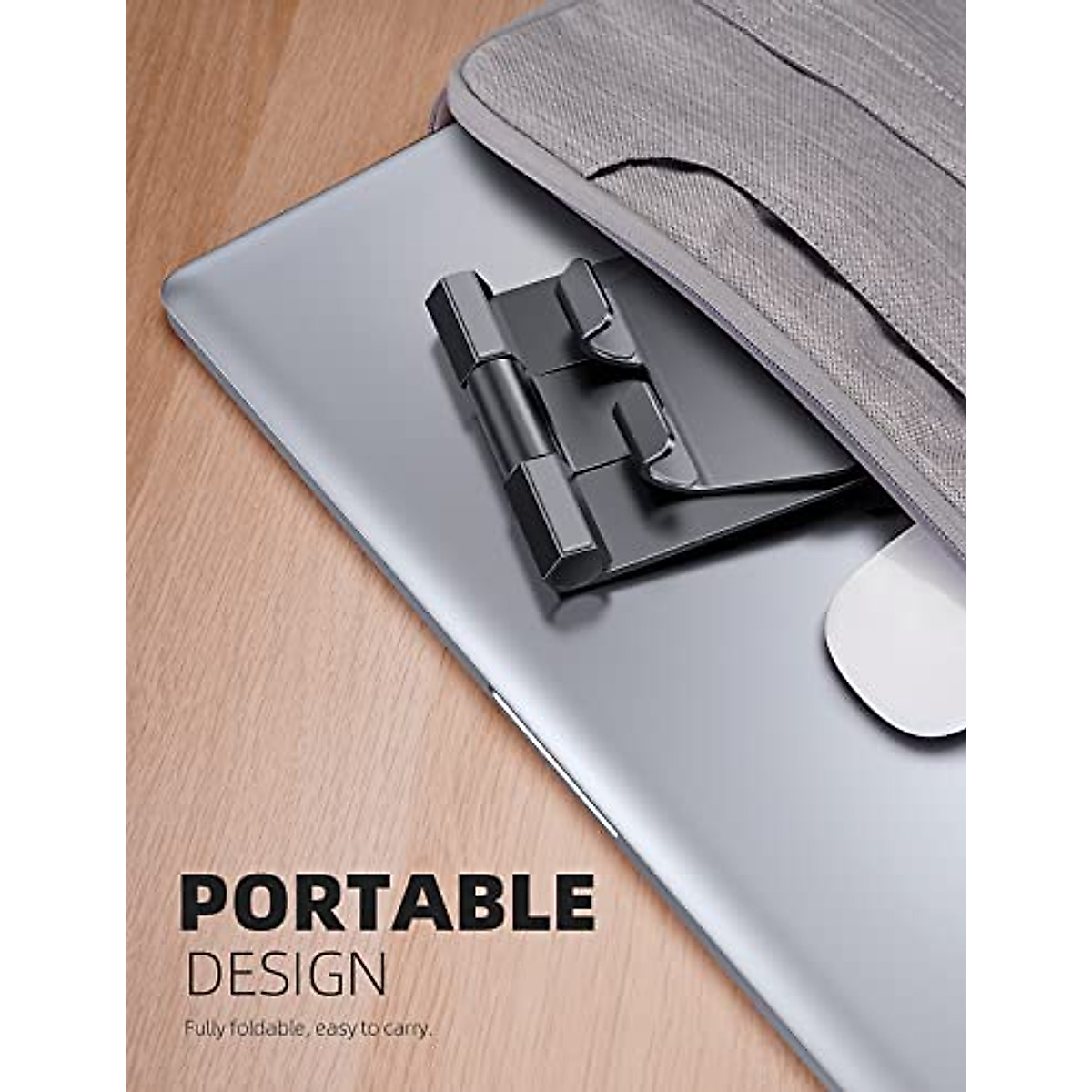 Lamicall Upgrade Super Stable Cell Phone Stand for Desk - Foldable Portable Aluminum Desktop Phone Holder Cradle Dock, Compatible for iPhone 14 13 12 Mini 11 Pro Xs Max Smartphones, Tablets 4-11"