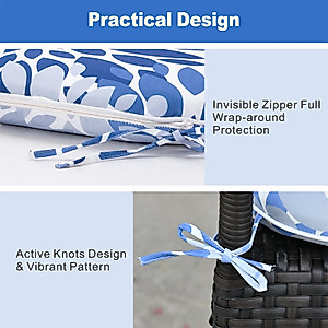 XXPILOS Patio Chair Cushions with Ties Outdoor Chair Cushions Set of 4 for Dining Chairs Outdoor Cushions for Patio Furniture Home Garden 16 * 17 Inch Waterproof