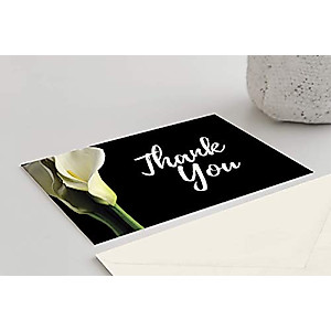 MPC Brands Customized Personalized Funeral Bereavement Thank You Cards With Envelopes - Set of 50 (Custom Lily)