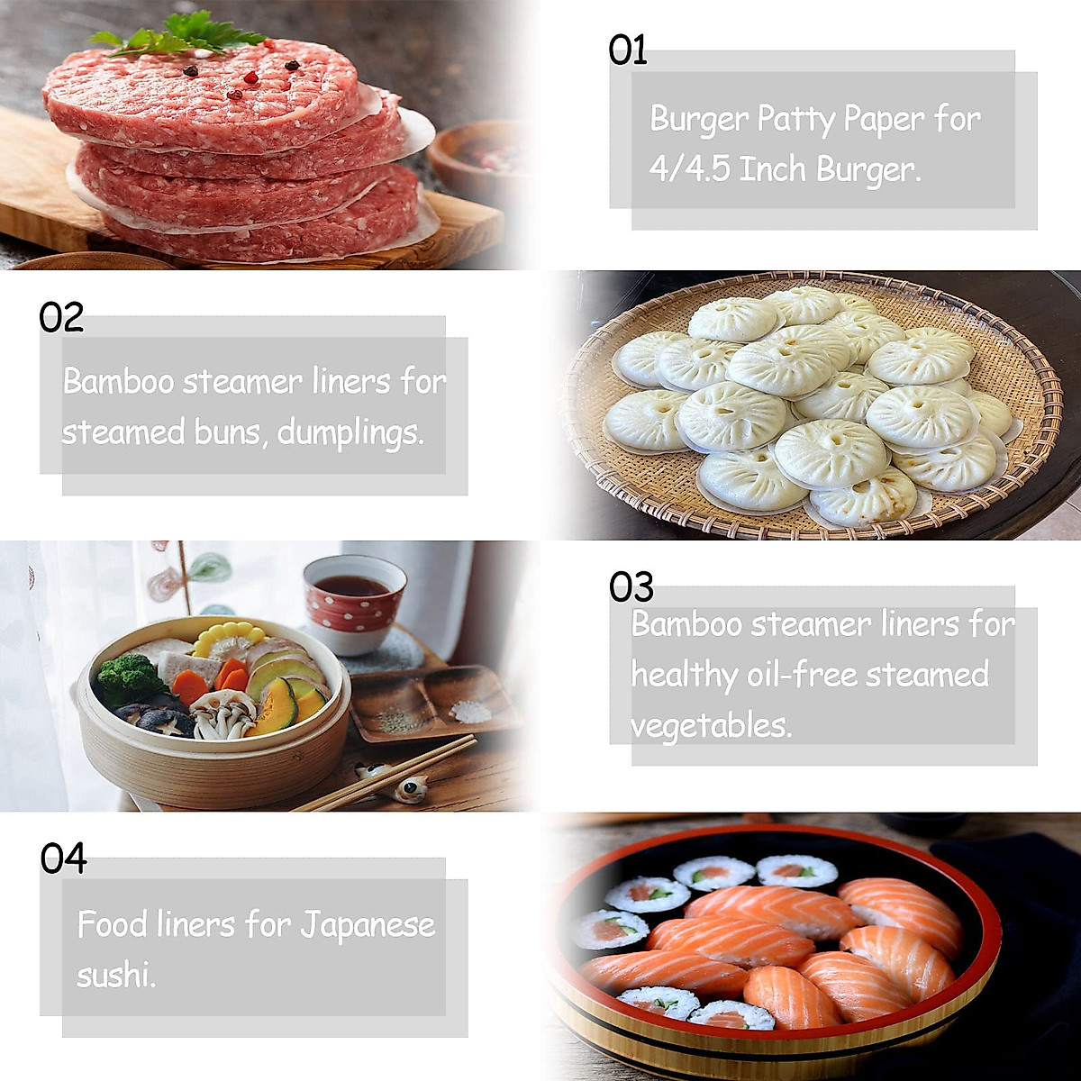 400Pcs Small Bamboo Steamer Liners, Non-stick Mini Steam Paper for Steamed Buns Dumplings(4in)