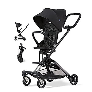 Unilove On The Go 2-in-1 Lightweight and Frame Stroller with Reversible Toddler Seat, Bubble Black