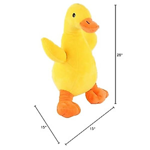 Plush Squeaky Dog Toy, Wakeu Cute Yellow Duck Stuffing Durable Interactive Toy, Dog Chew Toys for Aggressive Chewers Sound Chew, Small Medium Dogs Puppy Cat Grinding Teeth Toy