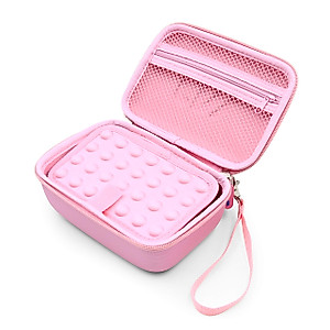 CASEMATIX Camera Travel Case Compatible with PROGRACE, Ourlife, Dragon Touch and More Waterproof Toy Camera Video Recorders - Pink Case for Toy Action Camera and Accessories