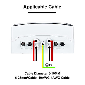 DIHOOL PV Solar Combiner Box for Solar Panels, 2 String 25 Amp IP65 Box DC500V 50A Miniature Circuit Breakers
