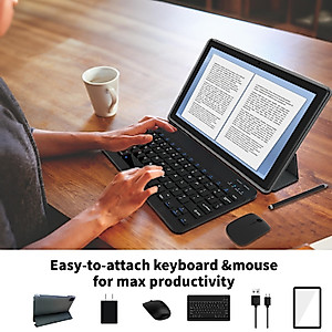 TUOHAITIME 10inch Android13 Tablet, 8GB+64GB with Case, Keyboard, Mouse, Stylus, 1.8GHz Octa Core, 1280 * 800 HD Touch Screen, Dual Camera, Wi-Fi6, Bluetooth Tableta PC with Netflix