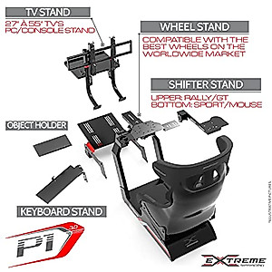 Extreme Sim Racing Wheel Stand Advanced Cockpit P1 Black Edition Racing Simulator For Logitech G29, G920, G923 Thrustmaster Fanatec Simagic - DIRECT DRIVE READY