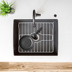 DecorRack Sink Protectors for Kitchen Sink, 12" x 10" Metal Dish Drying Rack for Sink, Sink Grate with Center Drain, Protects from Stains, Scratches, Dishwasher Safe, Standard Size (2 Pack)