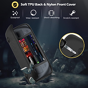 ProCase Upgraded Flip Case for Steam Deck/Steam Deck OLED with Front Cover 2023, Protective Case with Magnetically Detachable Front Shell Cover Accessories -Black