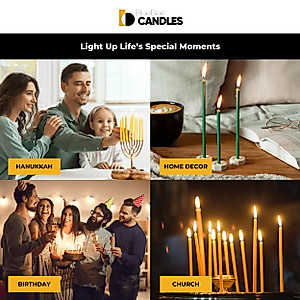 BlueBee Pure Beeswax Candles Bulk for Home - 50pcs Tall Thin Taper Candles, Honey Scent, Smokeless, Long-Burn, All Natural for Church Prayer, Hanukkah, Birthday Cake