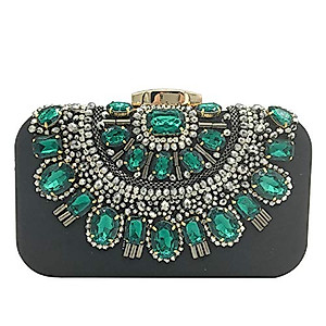 Boutique De FGG Green Beaded Evening Bags and Clutches for Women Formal Party Handbags Bridal Crystal Clutch Purse