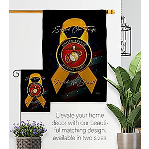 Breeze Decor Support Marine Corps Burlap House Flag Set Armed Forces USMC Semper Fi United State American Military Veteran Retire Official Banner Small Garden Yard Gift Double-Sided, Made in USA