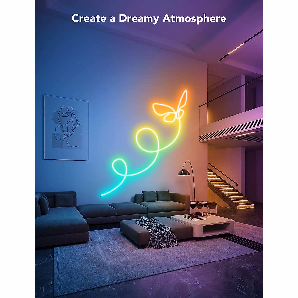 Govee Neon Rope Lights RGBIC, 16.4ft LED Strip Lights Music Sync, Customizable DIY Design, Works with Alexa Google Assistant, Personalized Neon Lights for Gaming Room Wall Decor (Not Support 5G WiFi)