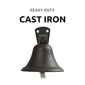 Upstreet Outdoor Bell & Indoor Dinner Bell/Made of Black Large Bell, Cast Iron Bell, Ideal for Wall Mounted Bell, Bracket Mounts Metal Dinner Bell and Hanging Bell for Home, School or Church
