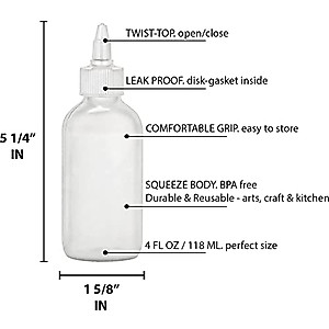 BRIGHTFROM Condiment Squeeze Bottles - 4 OZ Squirt Empty Bottles, Twist Top Cap, Leak Proof - Great for Ketchup, Mustard, Syrup, Sauces, Dressing, Oil, Arts and Crafts, BPA-FREE Plastic - Pack of 2