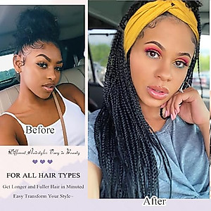 Braided Wigs with Headband Attached for Black Women Twist Crochet Hair Wrap Jumbo Synthetic Cornrow Black Box Braid Long CrochetTwistWig 30Inch