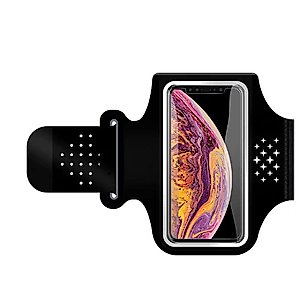 MCZTO Sport Running Exercise Gym Case,Fingerprint Sensor Access Supported,Water Resistant and Sweat-Proof iPhone 14 Pro Max/Samsung Galaxy Note 20/10/9/8 Armband (Small Size 5 inches, Black)