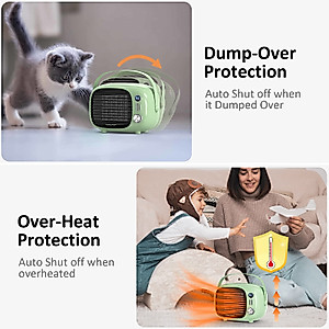 Coolfor Space Heater,Fast Heating Desk Heater with Temperature Control,800W/500W Safe and Quiet Ceramic Heater fan for Home Bedroom Office Desk Indoor Use(Green)