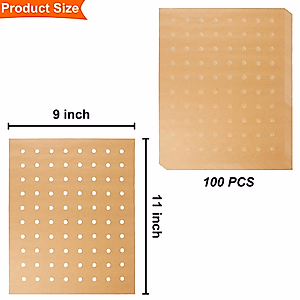 Air Fryer Liners Disposable, Parchment Paper for Baking, 100 Pcs 11 x 9 inch Unbleached Parchment Paper Sheets, Perforated Rectangular Baking Papers, HOFHTD Nonstick Air Fryer Accessories