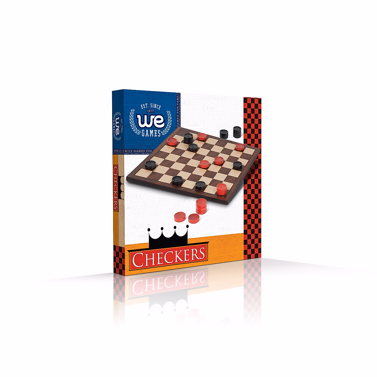 WE Games Old School Red and Black Wooden Checkers Set -12 in.