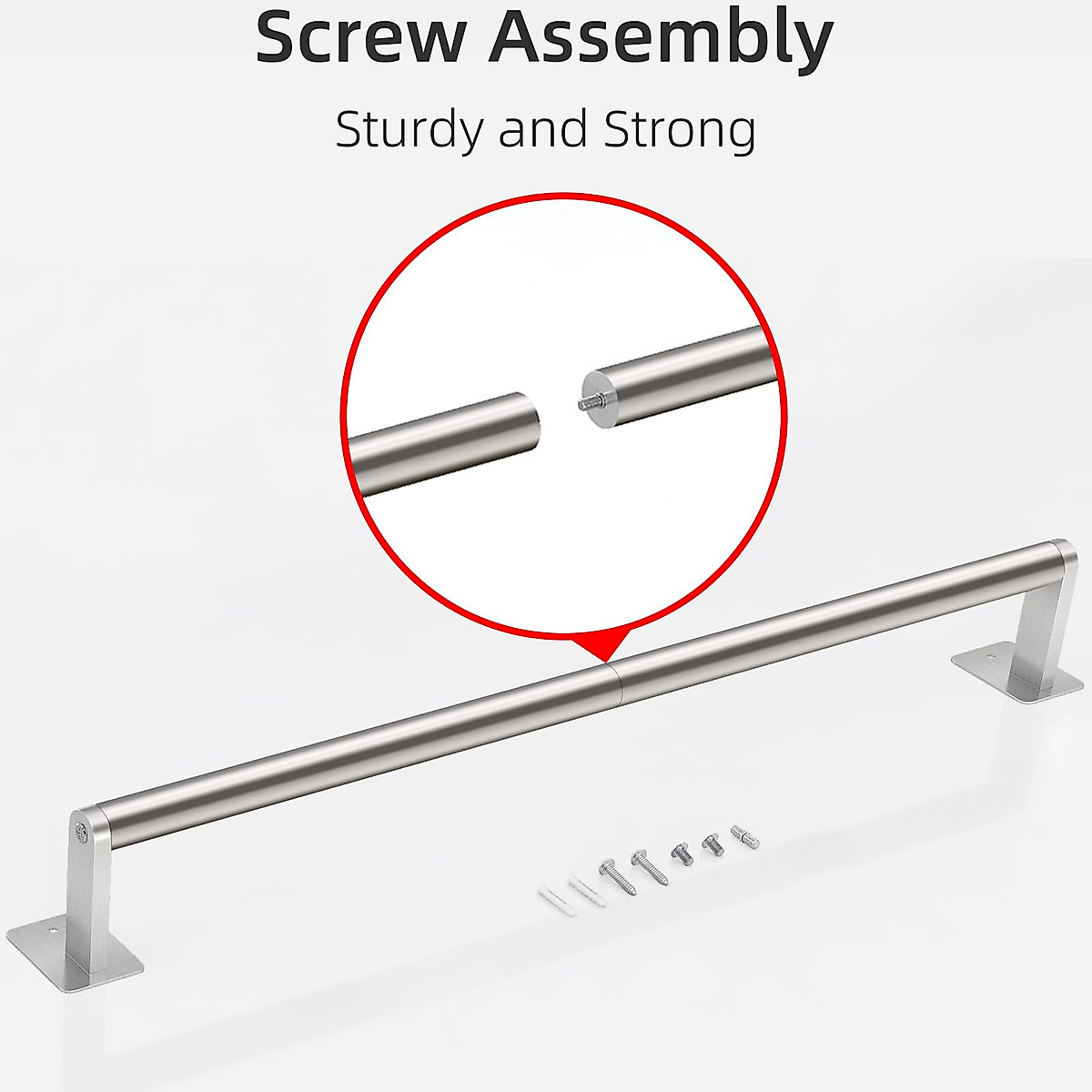 Bathroom Towel Bar, 24 Inch Towel Racks for Bathroom Wall Mounted, Heavy Duty Bath Hand Towel Holder Organizer, Modern Home Decor Towel Rod Bathroom Hardware Accessories, Brushed Silver