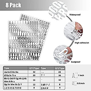 PUVATY 1 Inch 1212 Pieces 8 Sheets Graduation Cap Letter Stickers, Self-Adhesive Vinyl Letter Sticker, Alphabet Number Stickers, Decals for Sign, Business, Mailbox,Crafts (Silver)