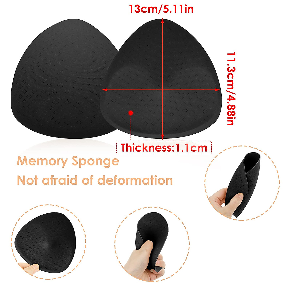 WLLHYF 1 Pairs Triangle Bra Pads Inserts, Breathable Bra Inserts Skin Color Removable Breast Padding Soft and Comfortable Breast Enhancers Bra Pads for Women Girls Bra Any Cup Cover