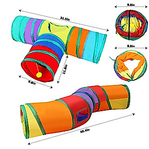 Boziyv Cat Tunnels for Indoor Cats, 2pack Collapsible Rabbits Pet Play Tunnels T S-Shape Tube Kitten Bunny Tunnel with Interactive Ball for Holland Lops