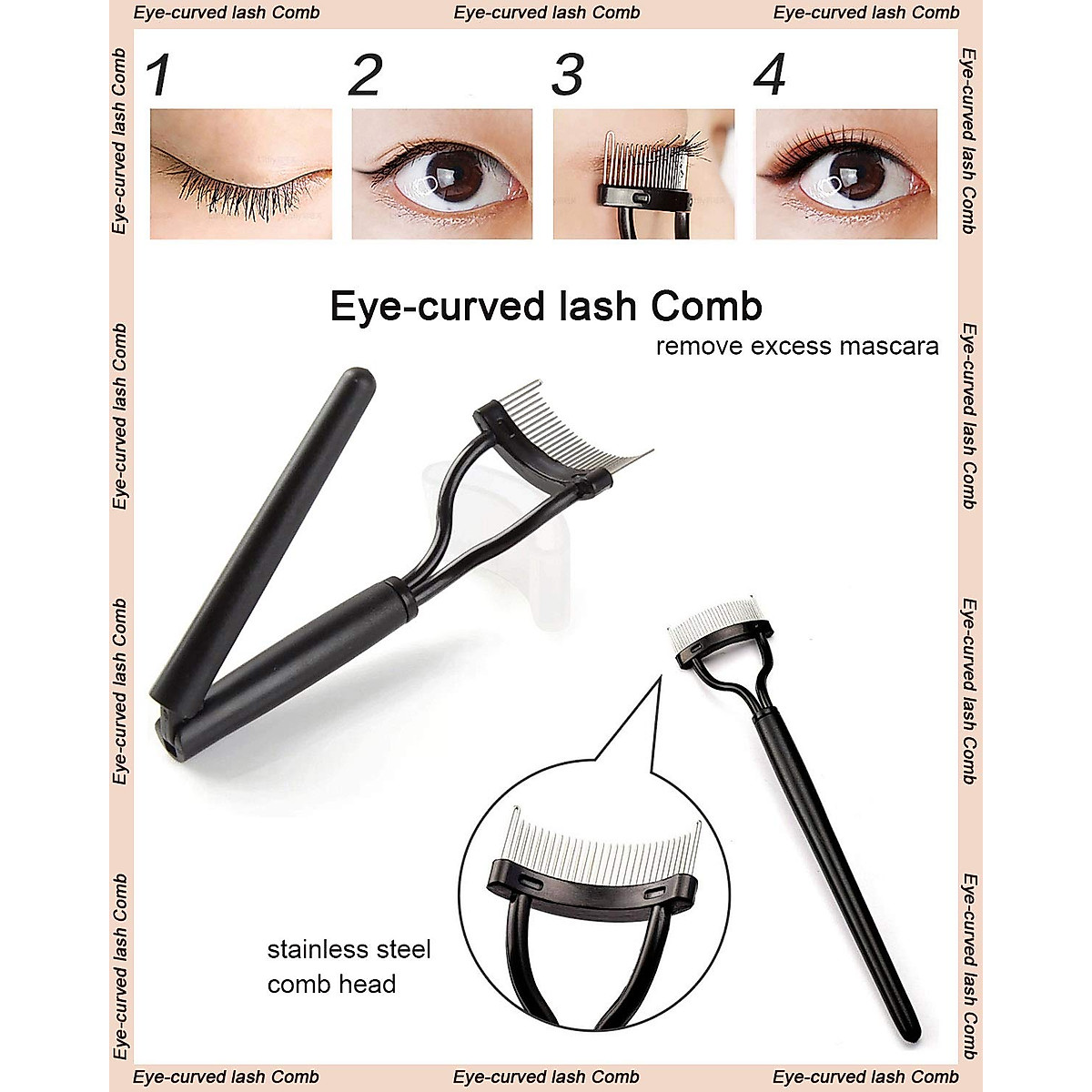 TPPICK Eyelash Curler Kit Metal Lash Curlers with Mascara Applicator Eyelashes Separator Comb & 6 Replacement Refill Pads (Rose Gold)