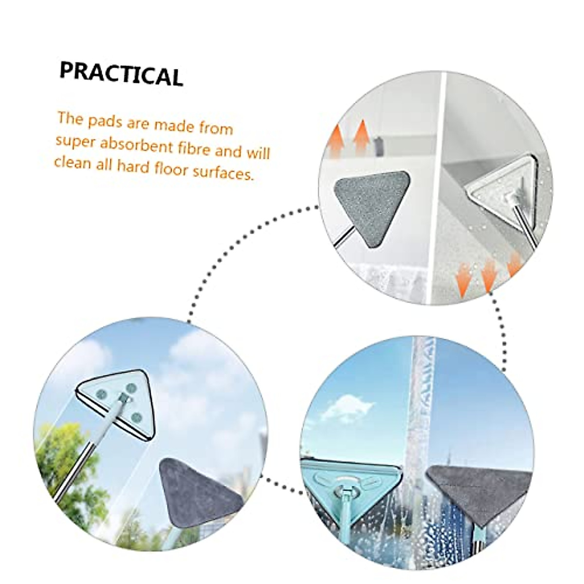 ULTECHNOVO 12 Pcs Triangle Mop Head Microfiber Mop Head Car Wash Mop Floor Cleaner Mop Foaming Wall Cleaner Commercial Mop Extension Pole Wall Cleaner for Painted Walls Foaming Mop Head Round