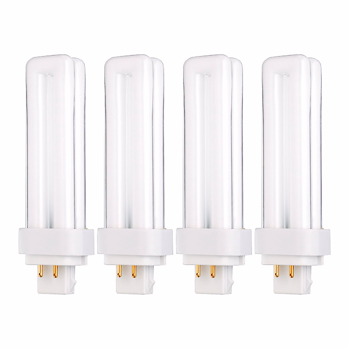 KOR (Pack of 4) 13 Watt Double Tube - G24Q-1 (4 PIN) Base - 4100K Cool White - CFL Light Bulb. Replaces Sylvania 20667 CF13DD/E/841 - Philips 38328-1 PL-C 13W/841/4P/ALTO and GE 97597 F13DBX/841/ECO4P