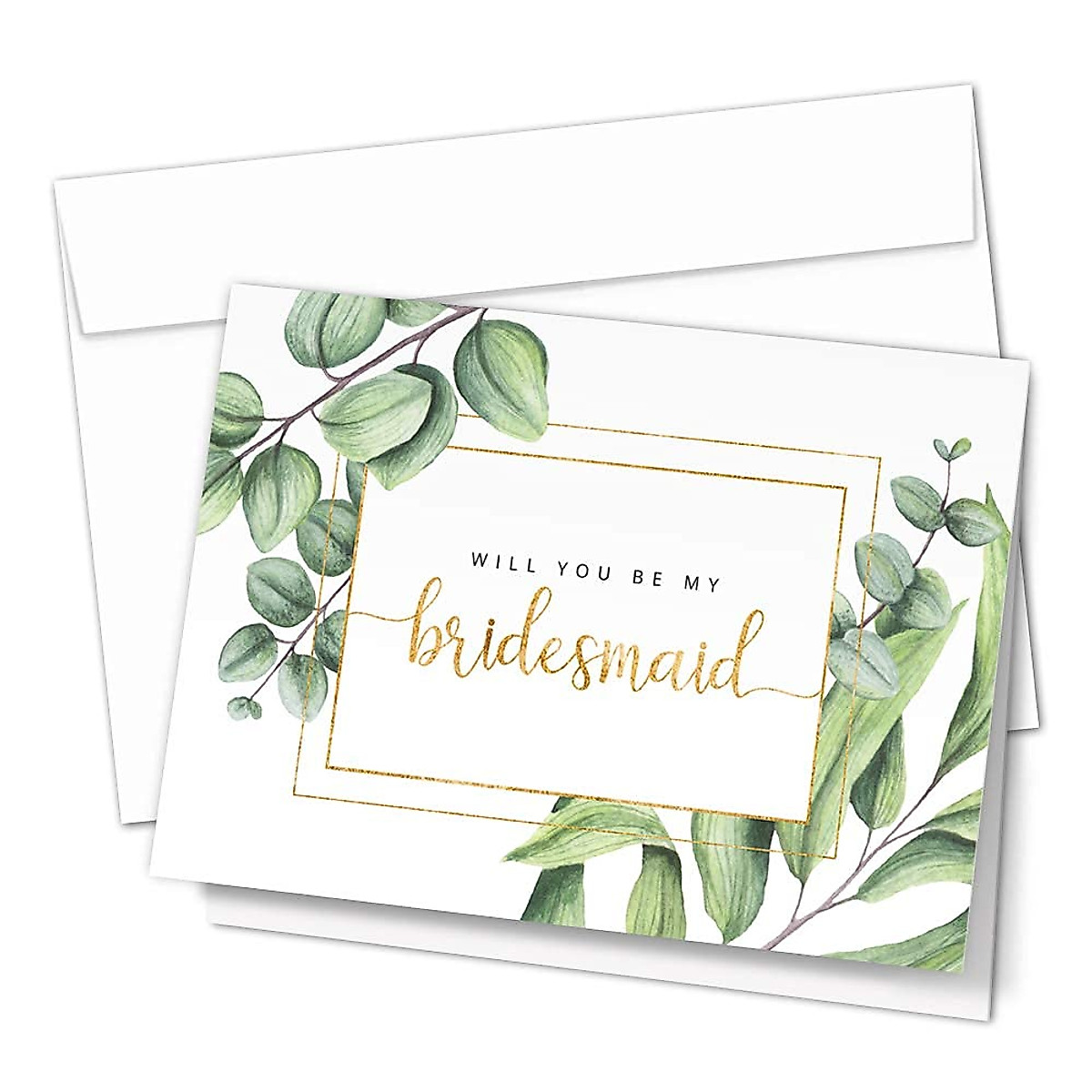 Hat Acrobat Bridesmaid Proposal Cards 8 Will You Be My Bridesmaid and 2 Maid of Honor Cards with Envelopes | Set of 10 Greenery Cards for the Bridal Party (10)