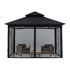 MASTERCANOPY Outdoor Garden Gazebo for Patios with Stable Steel Frame and Netting Walls (8x8,Black)