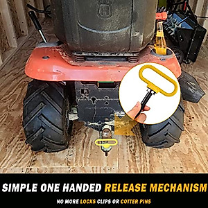 EilxMag Magnetic Hitch Pin, Lawn Mower Trailer Hitch Pins - Strong Heavy Duty Neodymium Magnet Trailer Gate Pin - for Utility Carts, Lawn Tractors - Simple One Handed Hook On & Off（Yellow, 2PCS）