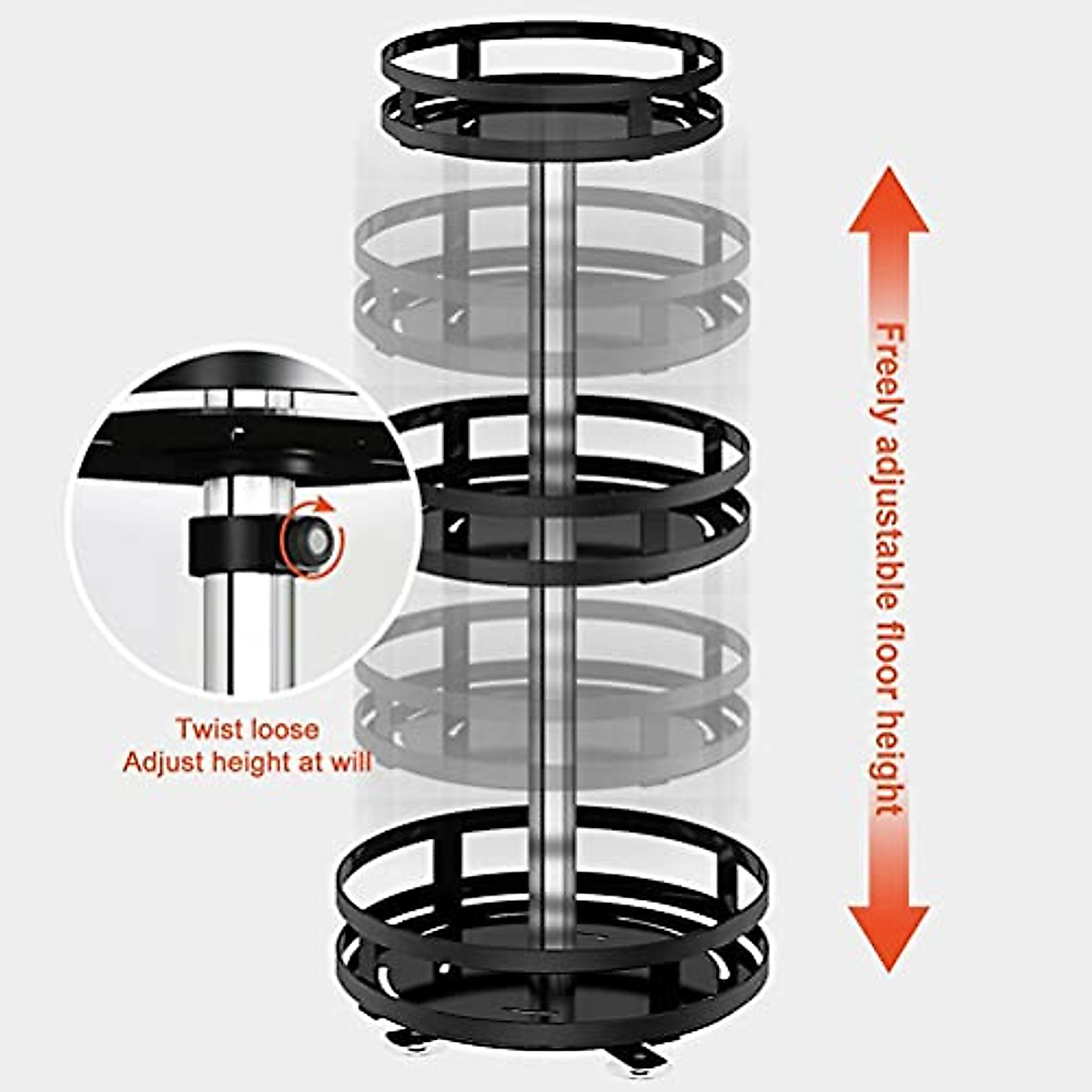 BTSEURY 360° Rotating Storage Rack, 3-Tier Bathroom Countertop Organizer, Kitchen Rack Organizer Counter Storage Shelf