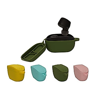 2 Pack DAYJOY Soft Silicone Protective Case Cover Compatible with JBL Vibe 100 TWS Earbuds, Protective Skin Sleeve with Key Chain (Pink+Green)