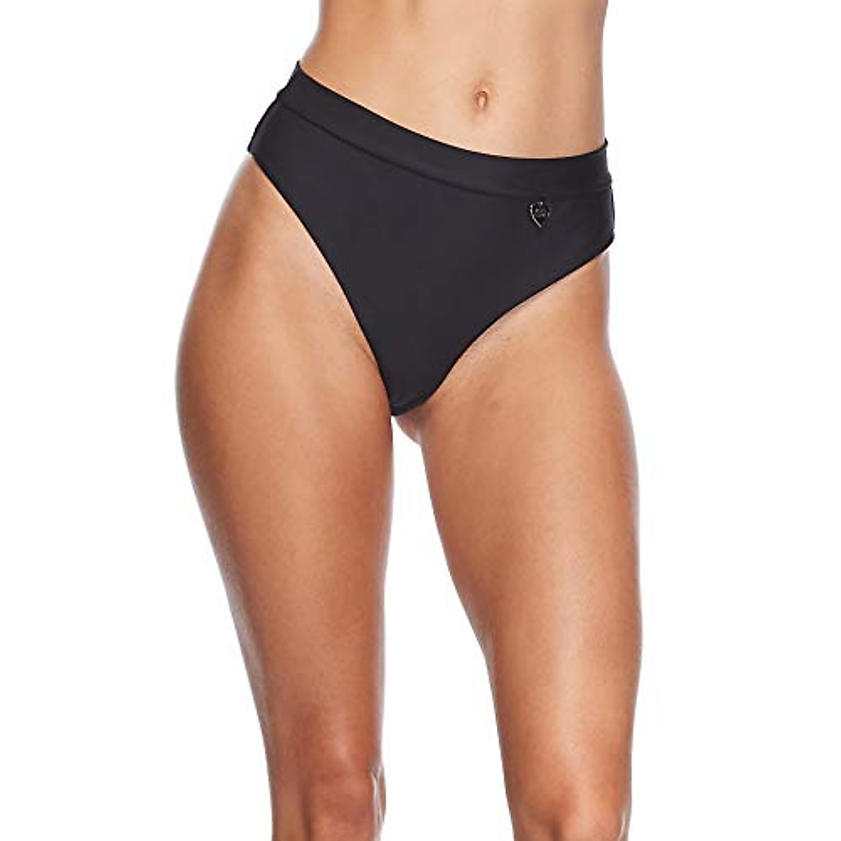 Body Glove Women's Standard Marlee High Waist Solid Bikini Bottom Swimsuit, Smoothie Black, Small