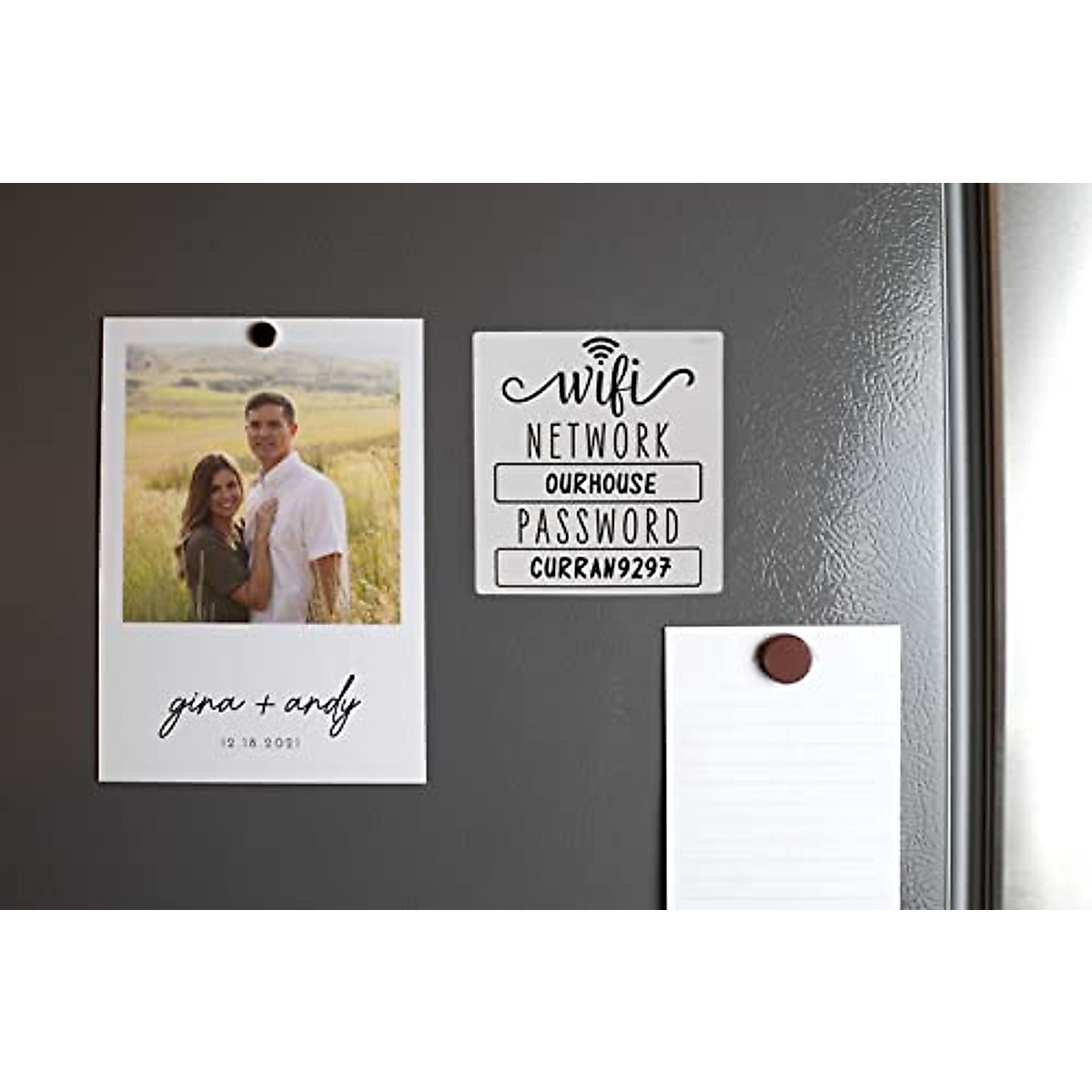 White & Black WiFi Password Sign Fridge Magnet, WiFi Sign with Black Wet Erasable Pen, Magnetic WiFi Password Sign for Home, Portable WiFi Sign for Guests, Airbnb Essentials for Hosts, 4.50x4.25 inch