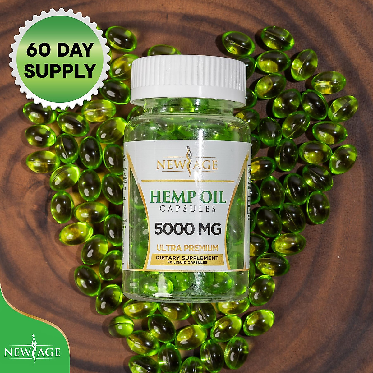 Hemp Oil Capsules Pills - 2 Pack - 5000 Hemp Oil Capsules - Made in The USA - Maximum Value - Rich in Omega 3,6,& 9