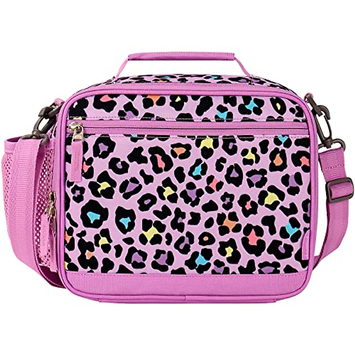 Choco Mocha Cheetah Lunch Box Kids Lunch Box for Girls Lunch Boxes for School Girls Leopard Lunchbox for Kids Lunch Bag for Girls with Shoulder Strap for Toddler Preschool Kindergarten kids 3yrs+ Pink