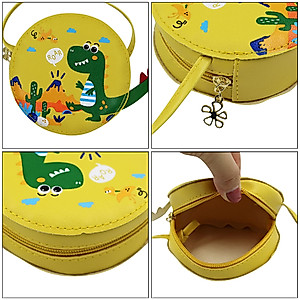 ZGMYC Cartoon Dinosaur Crossbody Purse for Boys Girls, Cute Round Shape Wallet Shoulder Bag for Toddlers Kids