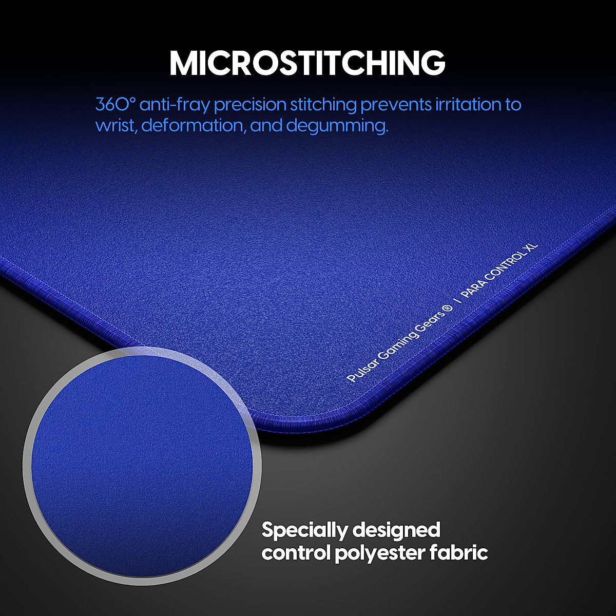 Pulsar - Paracontrol XL Esports Level Premium Gaming Mouse Pad V2 - Medium to High Speed Pad Stitched Edge Durable Hybrid Rubber Top Surface 16 x 18 in (XL, Blue)