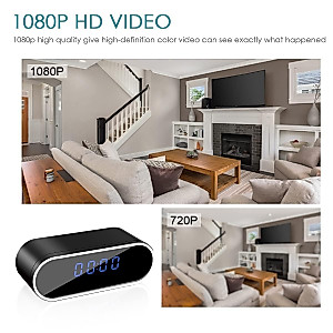 Hidden Camera Clock 1080P Wireless Spy Camera Covert Nanny Cam Baby Monitor HD Home Indoor Security Cam Night Vision Motion Detection for Office No Audio