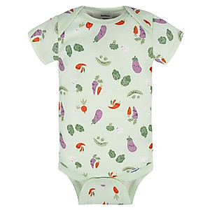 Gerber Unisex Baby 5-Pack Short Sleeve Variety Onesies Bodysuits Happy Veggies 0-3 Months