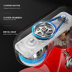 Stand Mixer, KICHOT 10+P Speed 4.8 Qt. Household Stand Mixers, Tilt-Head Cake Mixer Machine with Dough Hook, Beater, Wire Whisk & Splash Guard Attachments for Baking, Cake, Cookie, Kneading, RED