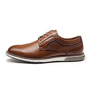 Bruno Marc Men's Plain Toe Casual Oxford Shoes Business Formal Derby Dress Sneakers Brown, Size 12, SBOX223M